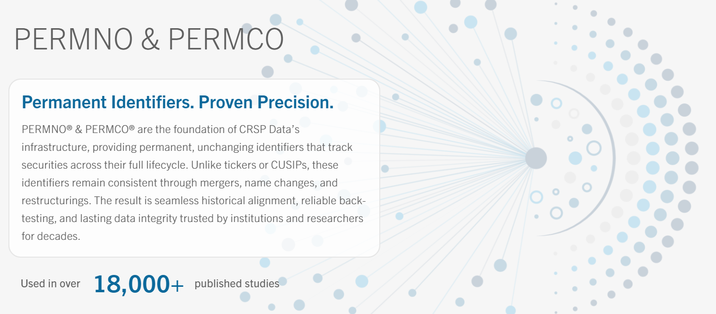 PERMNO & PERMCO - Center for Research in Security Prices